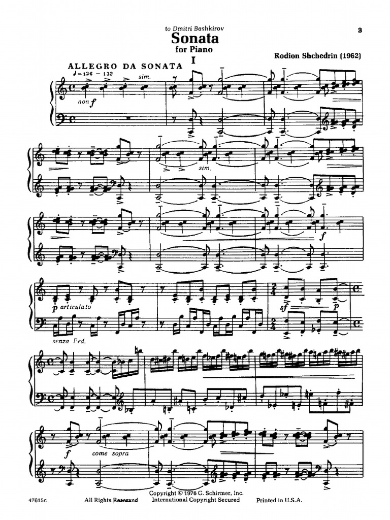 Rodion Shchedrin - Piano Sonata n.1 | PDF