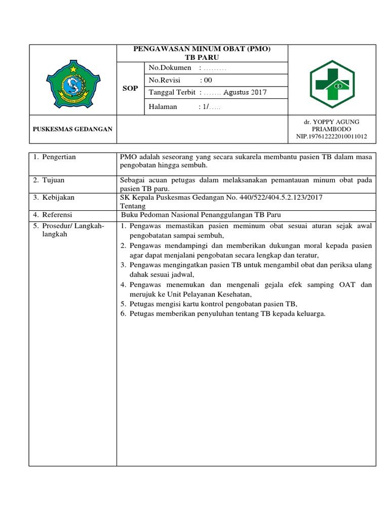 Pengawasan Minum Obat Pasien TB Paru | PDF
