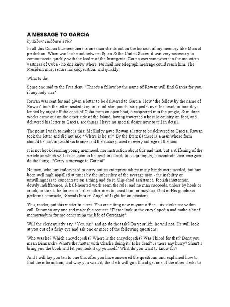 Message To Garcia | PDF