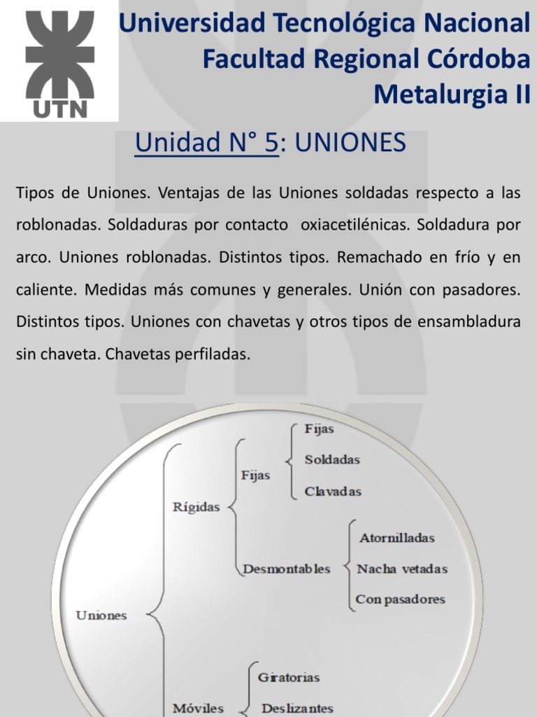 Tipo de Uniones | PDF | Eje | Remache