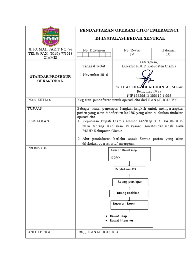 Spo Pendaftaran Operasi Cito | PDF