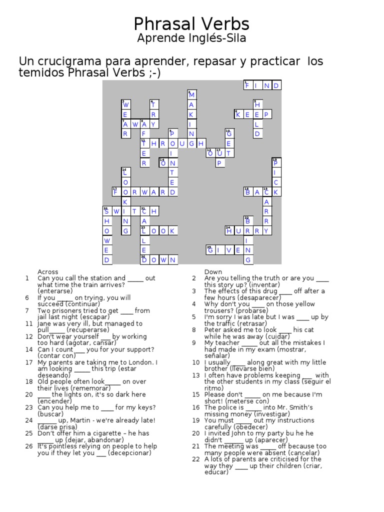 Crucigrama Answer Key for Students | PDF