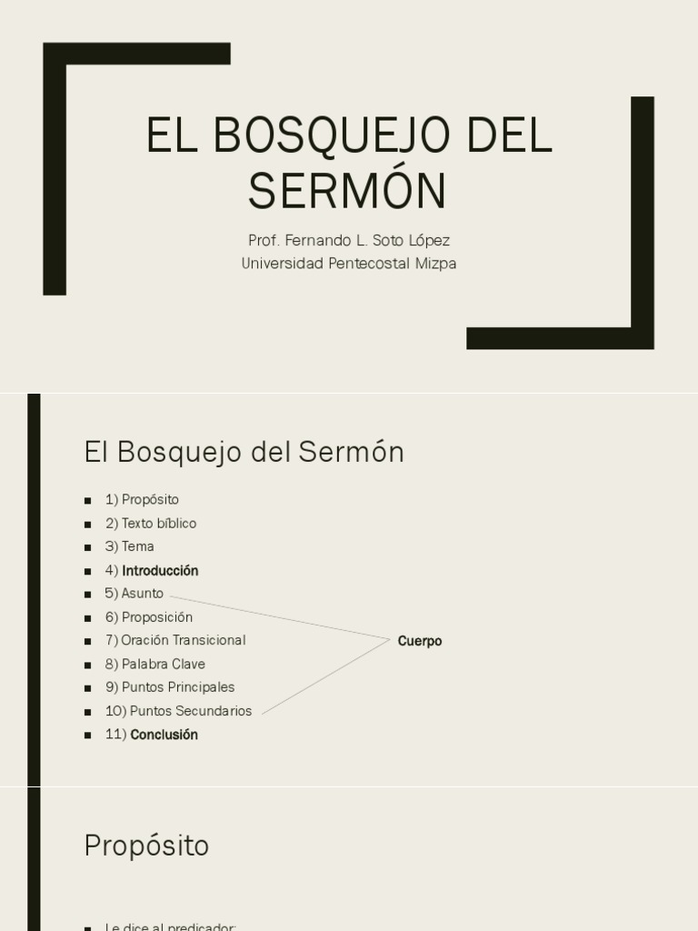 El Bosquejo Del Sermón | Oración (Lingüística) | Oración