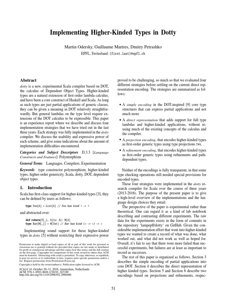 Implementing Higher-Kinded Types in Dotty: Martin Odersky, Guillaume Martres, Dmitry Petrashko ...