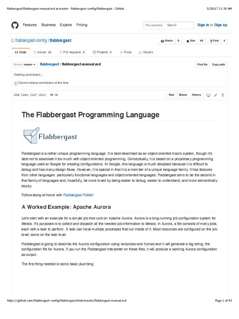 The Flabbergast Programming Language | PDF | Class (Computer ...
