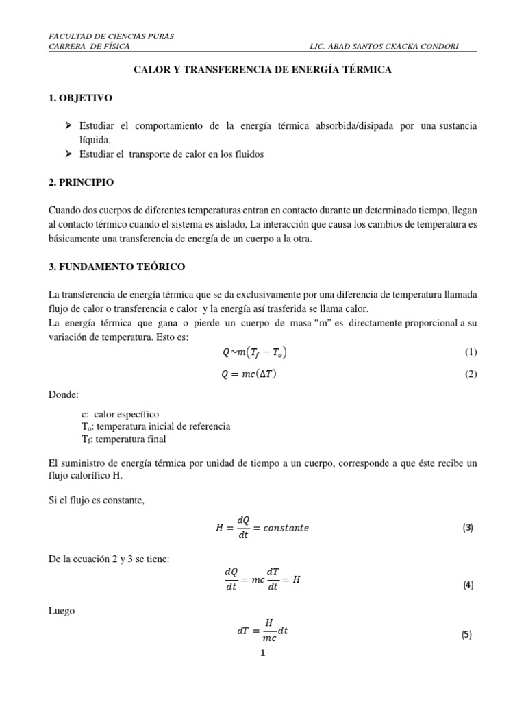 Calor y Transferencia de Energía Térmica | PDF | Calor | Convección