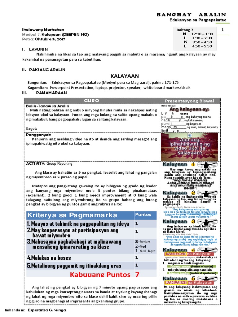 Esp 7 10042016 Mod.7 Kalayaan (Deepening) | PDF
