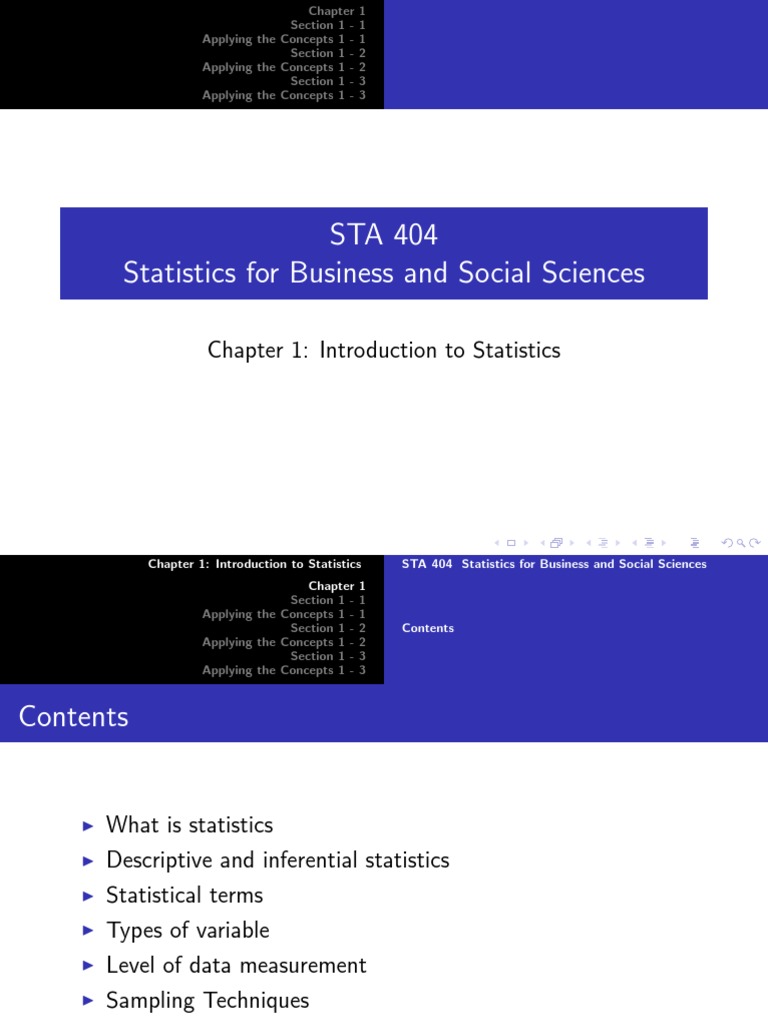 Chapter 1 - Introduction To Statistics | PDF | Level Of Measurement ...