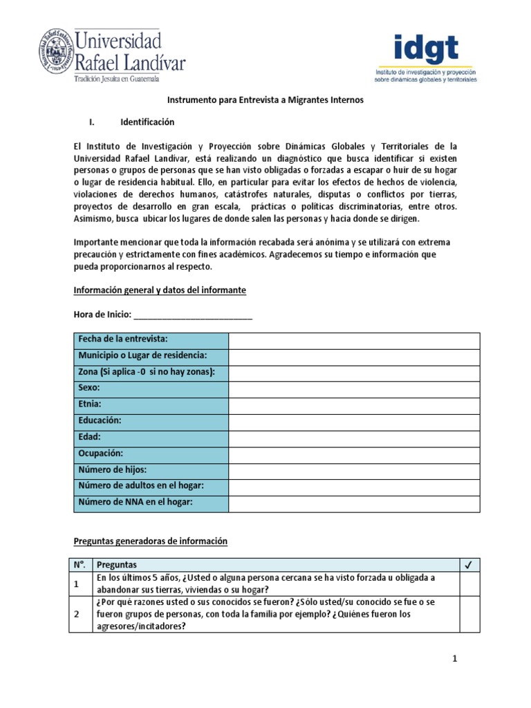 Entrevista A Migrantes Internos | PDF | Migración humana | Discriminación