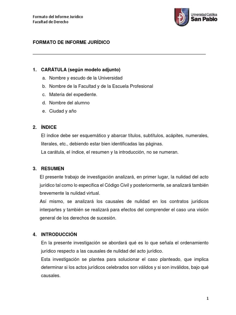 Formato de Informe Jurídico (Final) | Caso de ley | Conceptos legales
