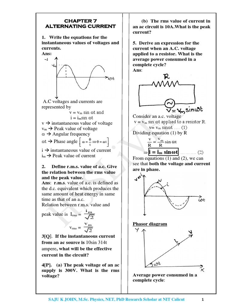 XII Physics Chapter 7 - Alternating Current Saju Hsslive | PDF ...