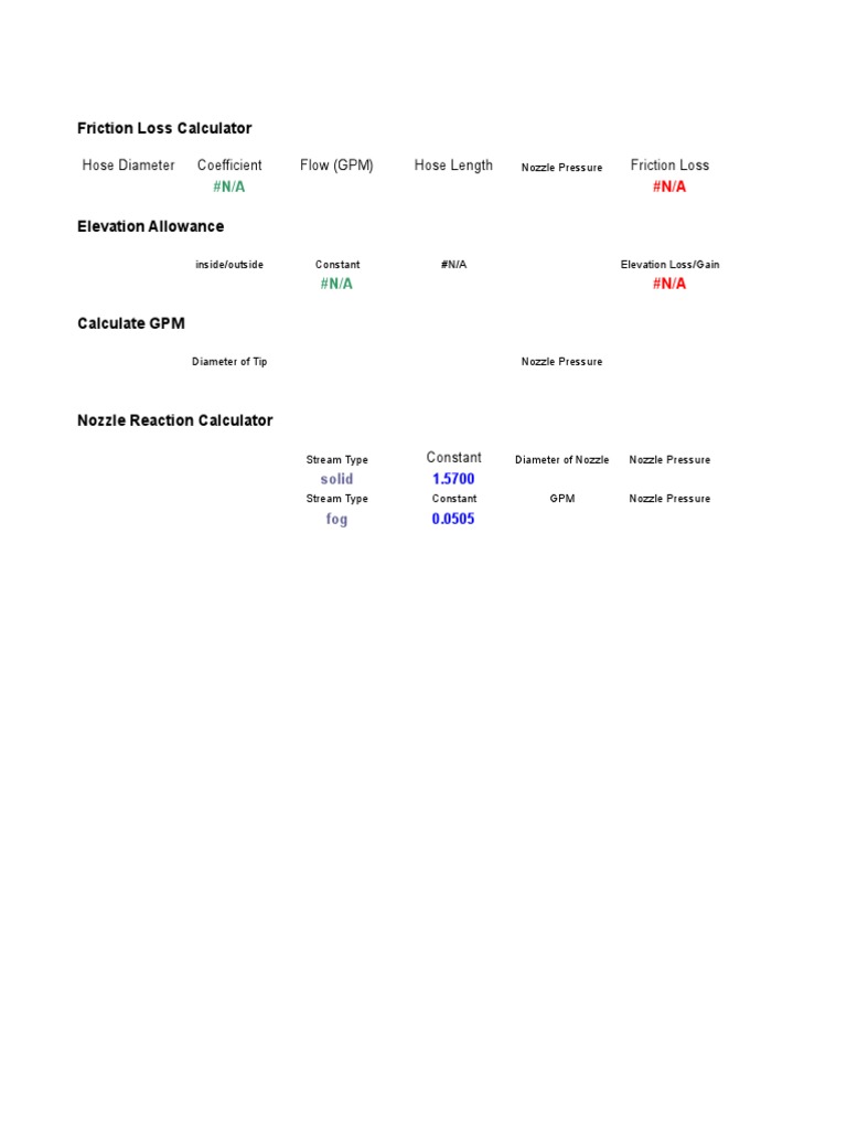 Friction Loss Calculation | PDF