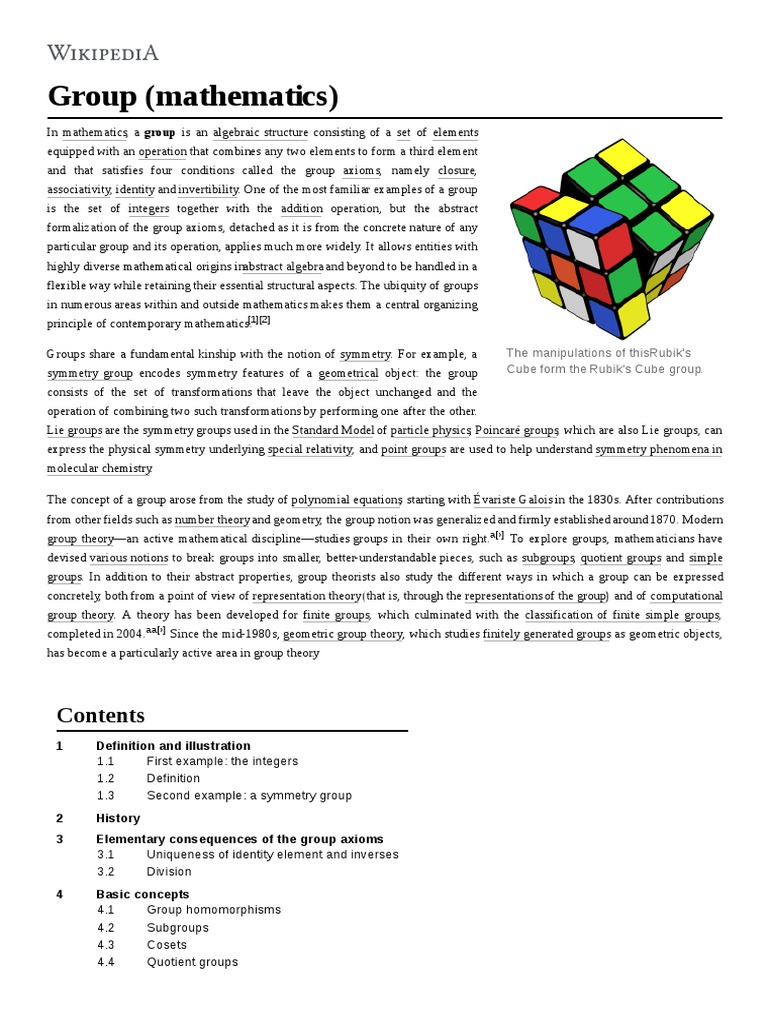 Group (Mathematics) : The Manipulations of This Rubik's Cube Form The ...
