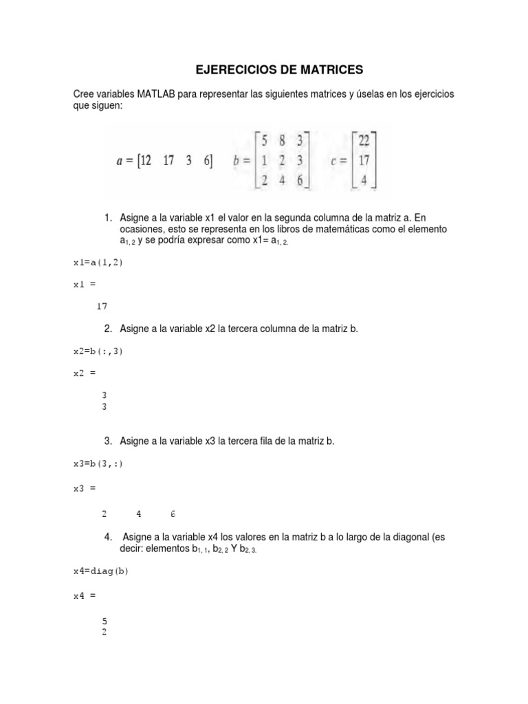Ejerecicios de Matrices | PDF | Matriz (Matemáticas) | Análisis funcional
