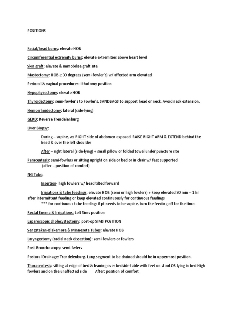 Nursing Positions Guide | PDF | Anatomical Terms Of Motion | Stroke