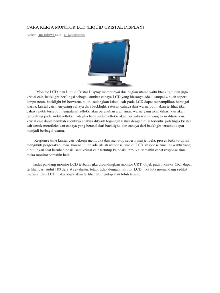 Cara Kerja Monitor LCD Led | PDF