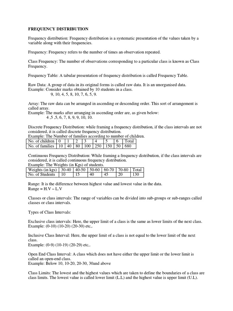 Frequency Distribution | PDF | Interval (Mathematics) | Statistical Theory