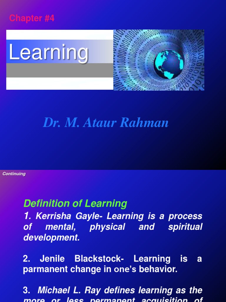 Chapter 4 Learning | PDF | Neuropsychology | Learning