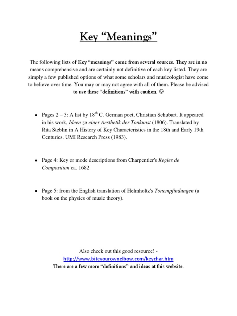 Key Meanings | PDF | Music Theory | Entertainment (General)