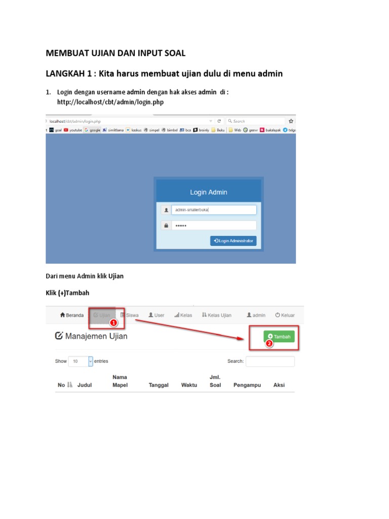 Cara Membuat Ujian Dan Input Soal | PDF | Bisnis | Komputer