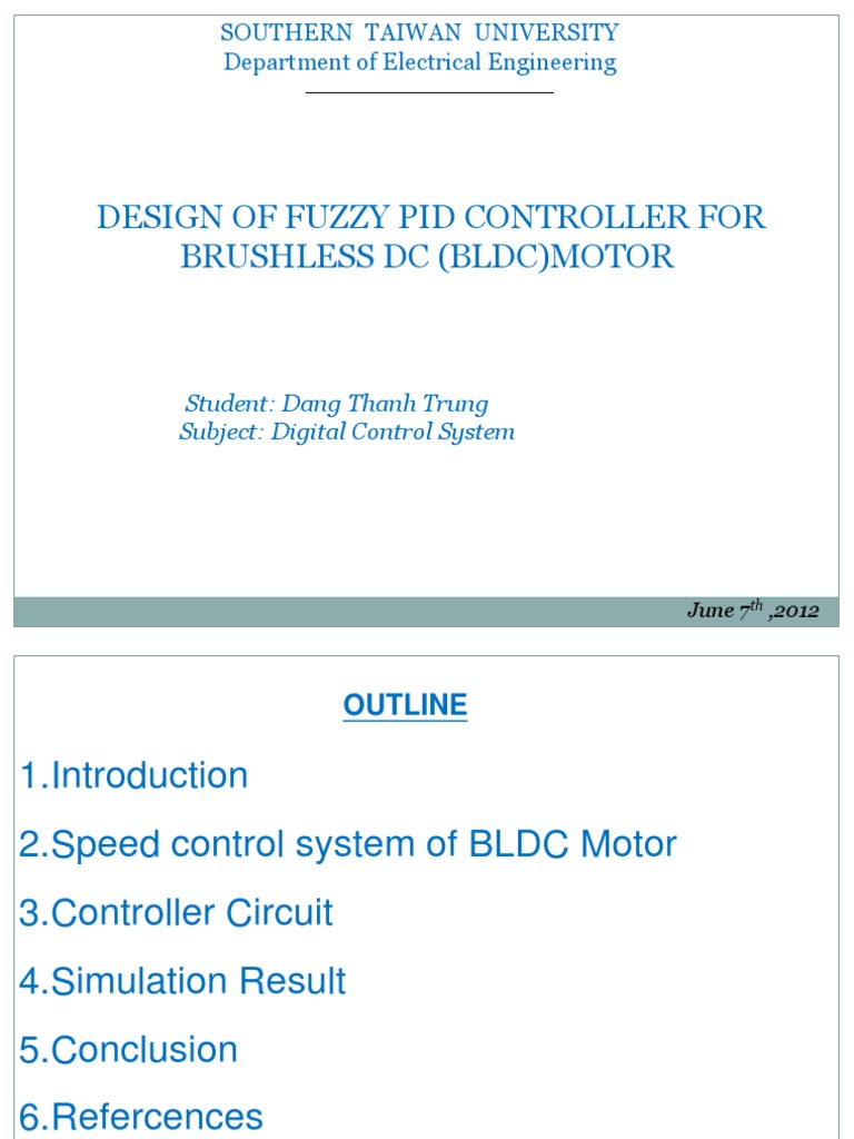 Design of Fuzzy Pid Controller For BLDC | PDF | Control System ...