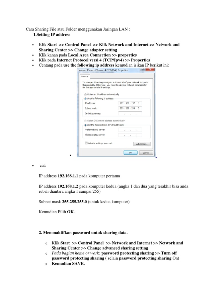 Cara Sharing File Atau Folder Menggunakan Jaringan LAN | PDF | Komputer | Teknologi & Rekayasa