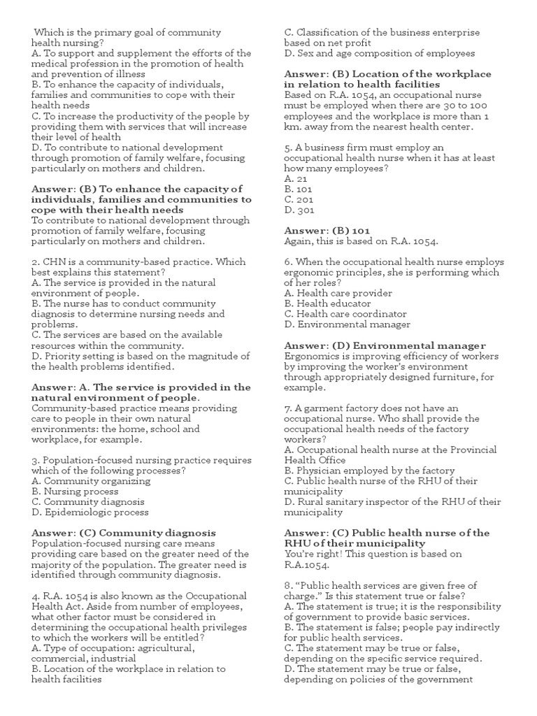 Primary Goals of Community Health Nursing | PDF | Public Health ...