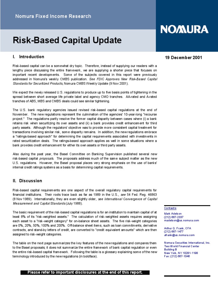Risk-Based Capital Update 2001-12 | PDF | Securitization | Asset Backed ...