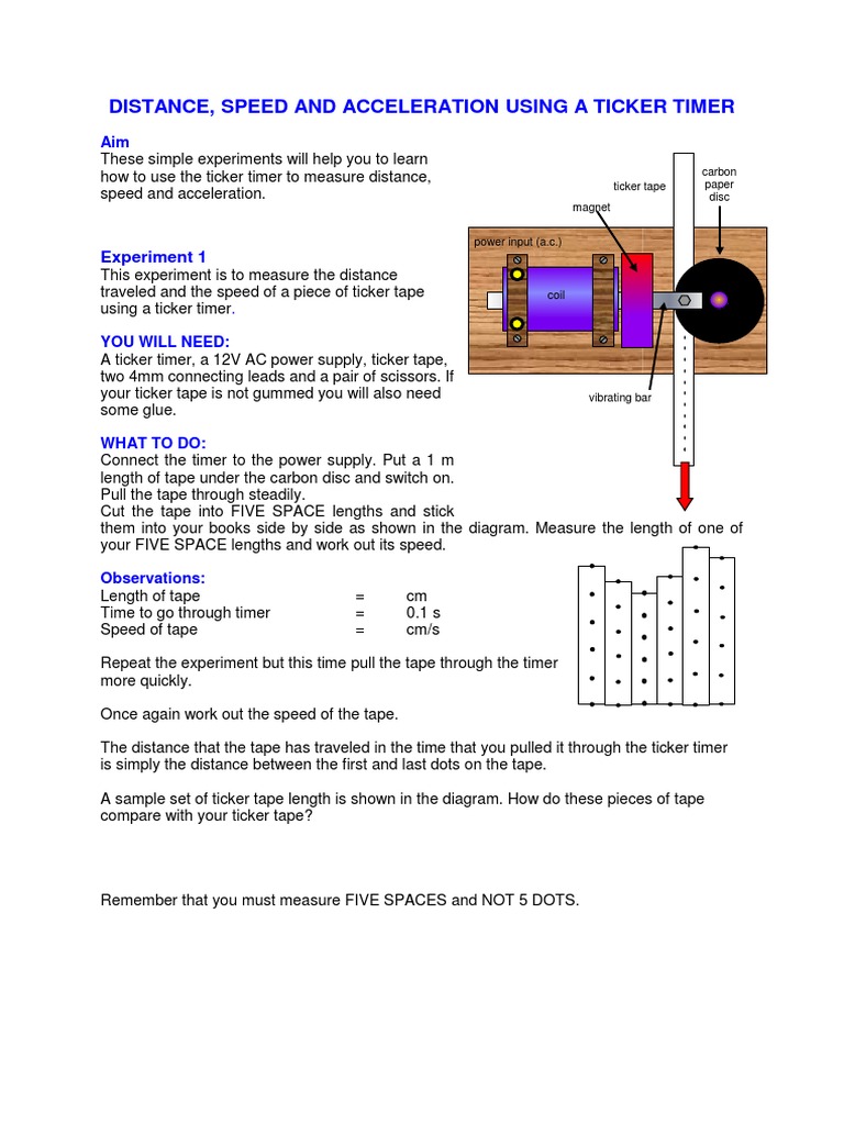 Ticker Timer Activity | PDF | Force | Physics