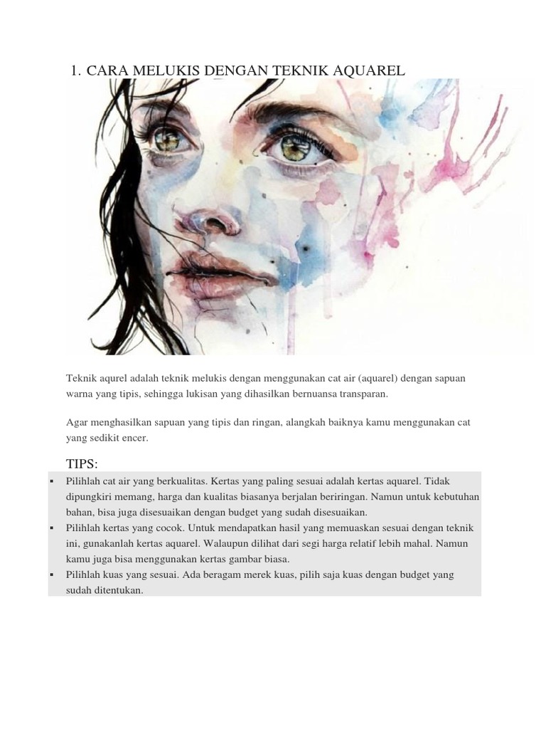 Cara Melukis Dengan Teknik Aquarel | PDF Cara Melukis Dengan Teknik Aquarel | PDF