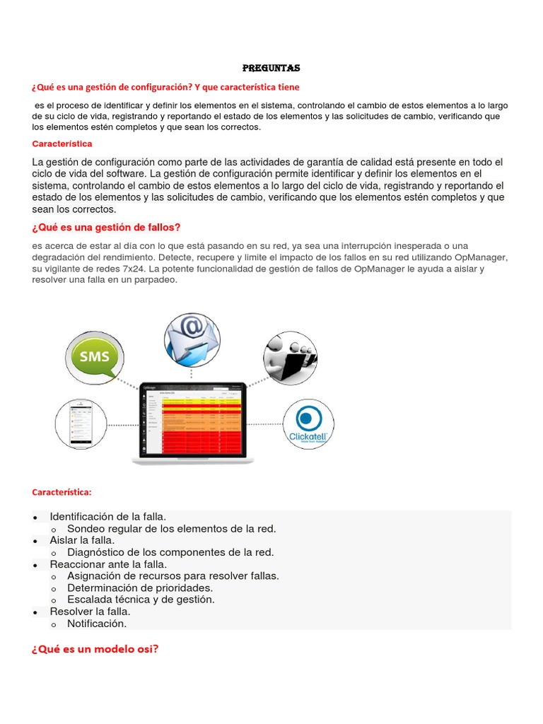 Gestión de Configuración y Fallos en Redes | PDF | Modelo osi | Red de ...