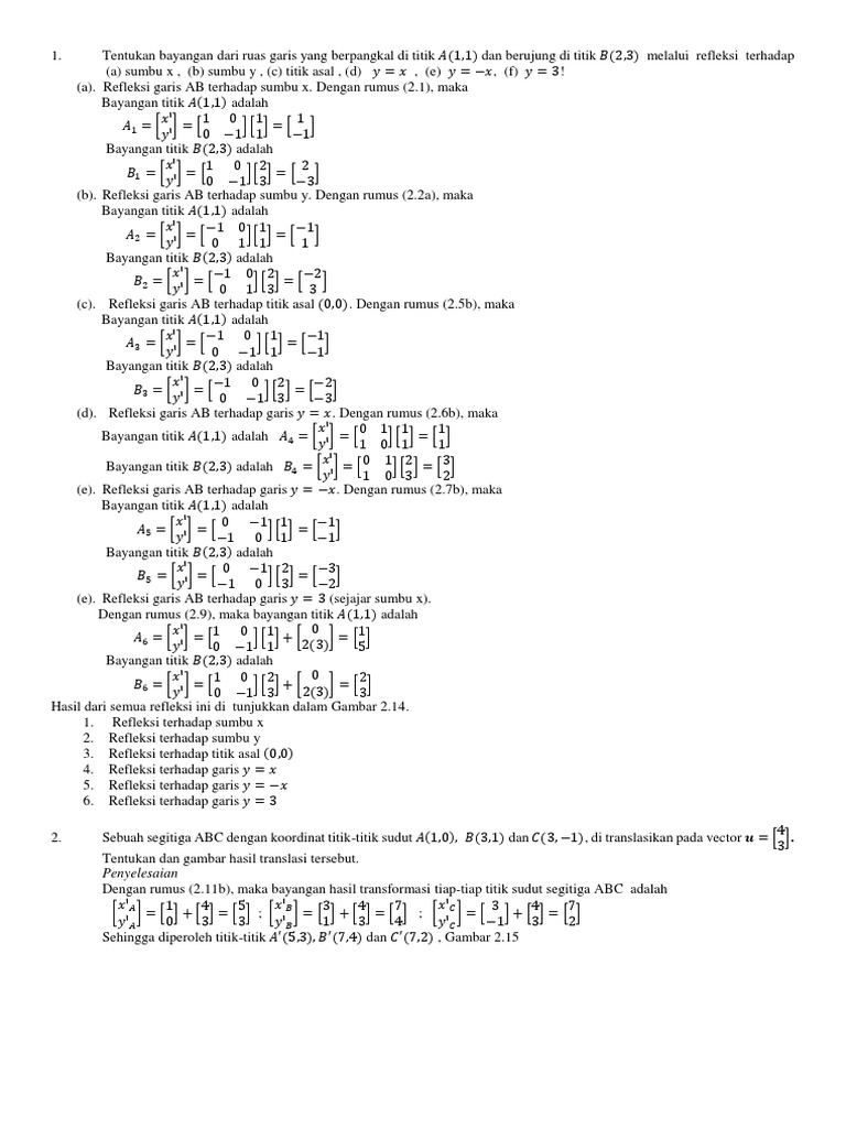 Transformasi Geometri: Refleksi dan Rotasi | PDF