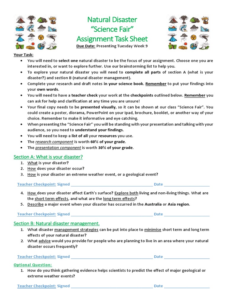 Natural Disasters Assignment Task Sheet | PDF | Weather | Natural Disasters