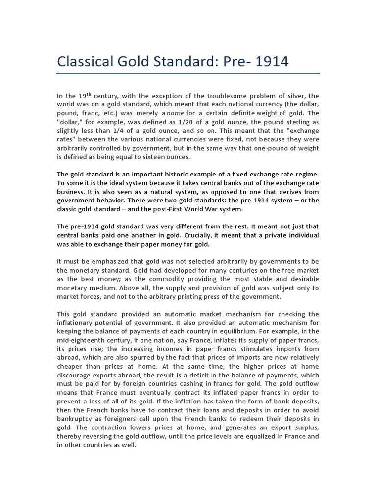 Classical Gold Standard | PDF | Gold Standard | Fiat Money