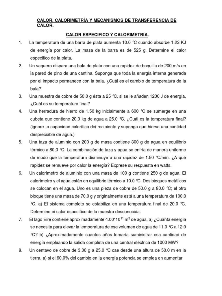 Calor Especifico y Calorimetria | PDF | Calor | Calor latente