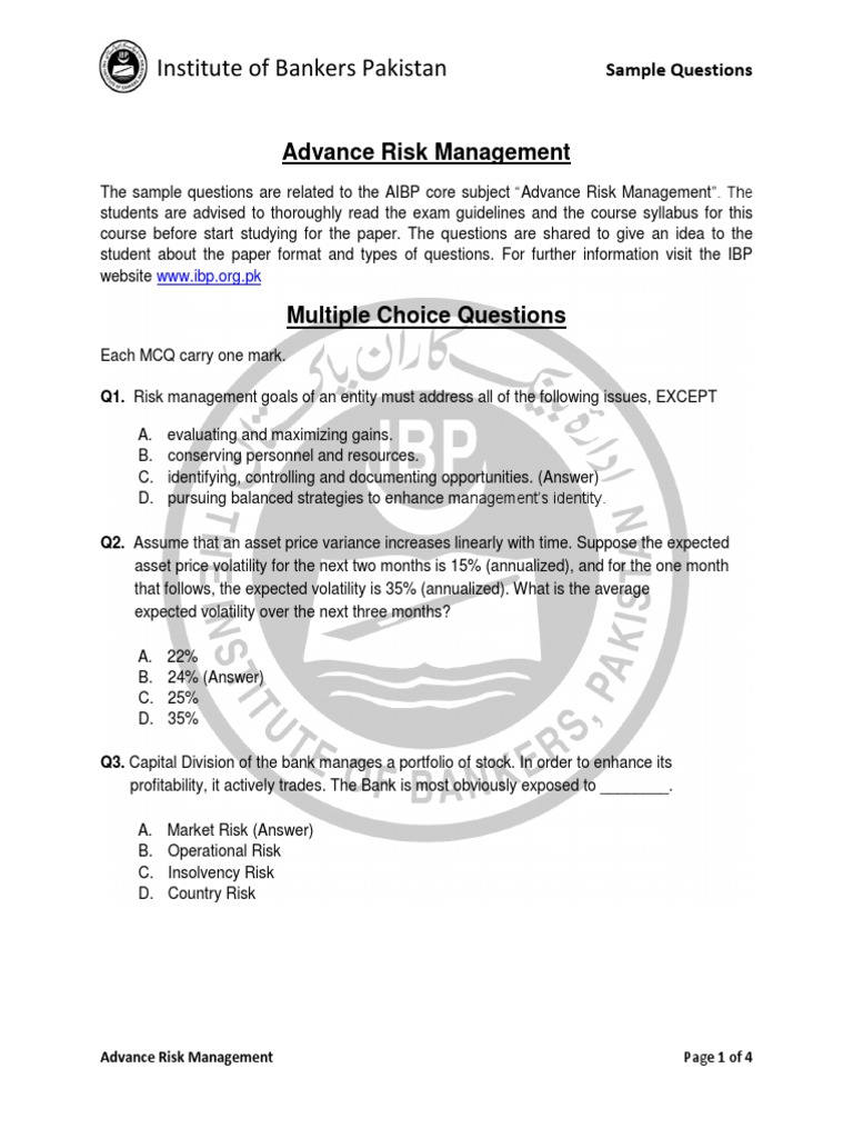 Sample Paper IBP | PDF | Risk | Internal Audit