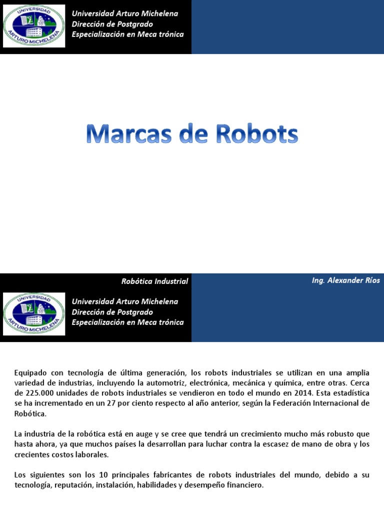 Clase 4 Marcas de Robots | Descargar gratis PDF | Robot | Robótica