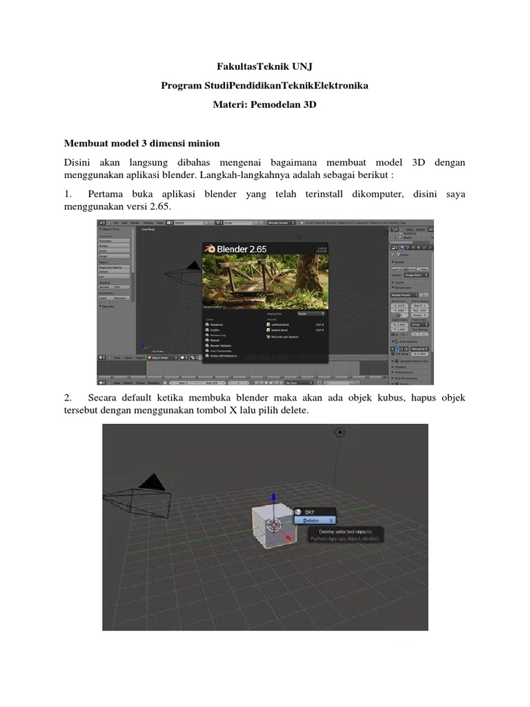 Jobsheet Pembuatan Modelling 3D | PDF