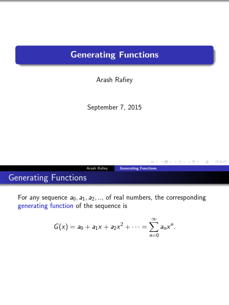 Generating Functions Pdf Combinatorics Discrete Mathematics