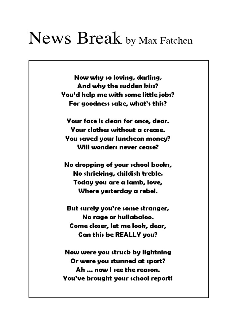 News Break by Max Fatchen | PDF