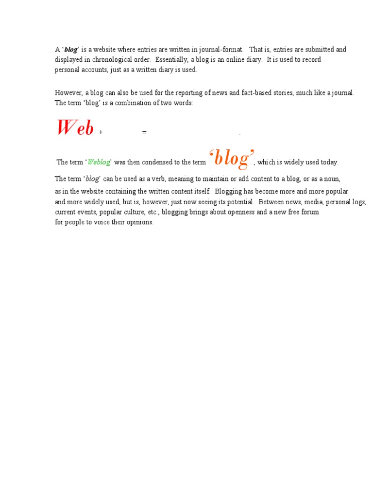 Understanding Blogs: Definition and Purpose | PDF | Foreign Language ...