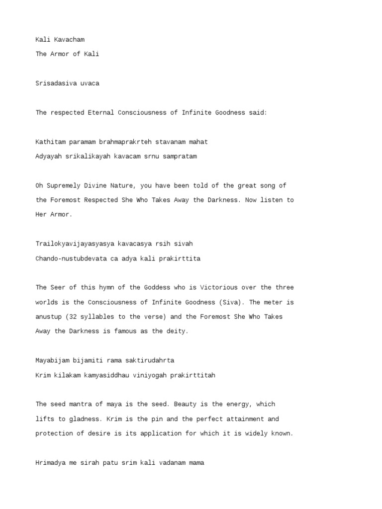 Kali Kavach | PDF | Kali | Indian Religions