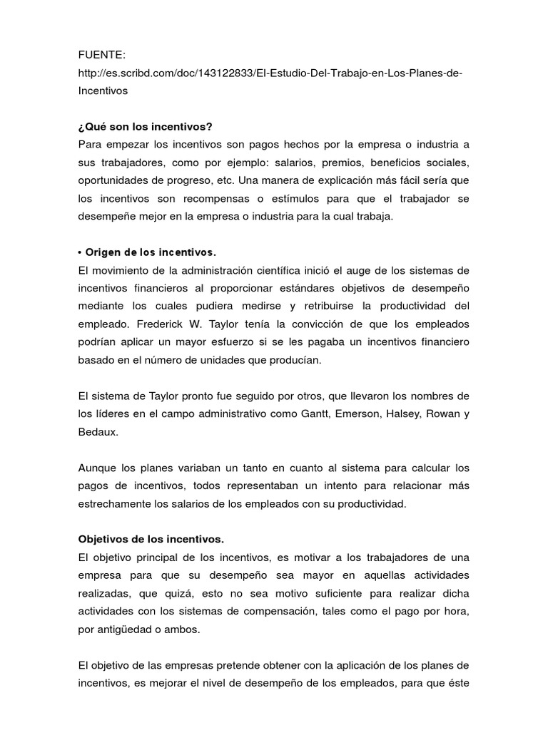 Definición y Tipos de Incentivos Laborales | PDF | Recursos humanos ...