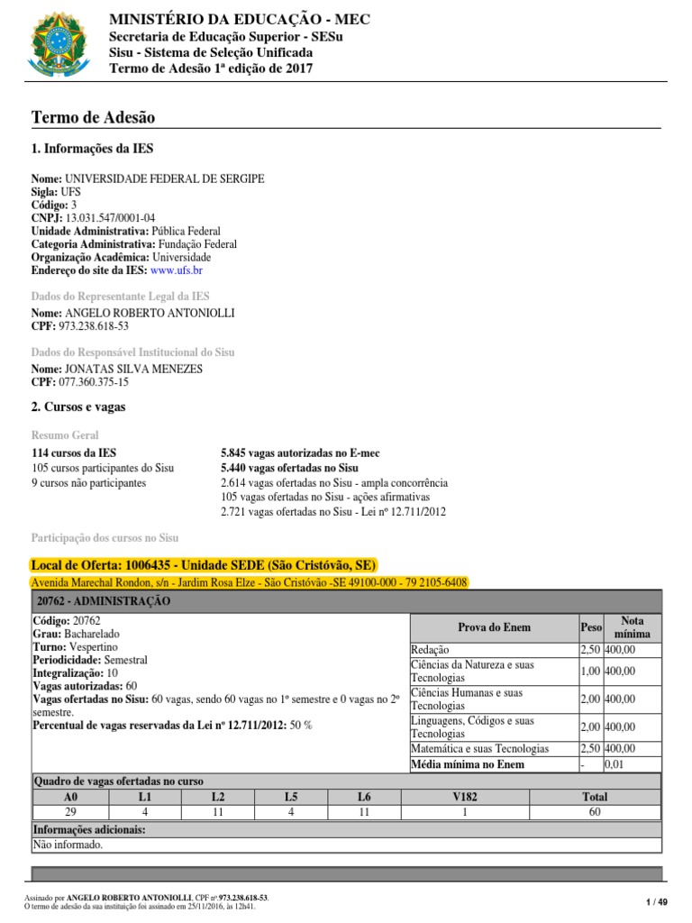 Pesos UFS | PDF | Diploma de bacharel | Diploma acadêmico