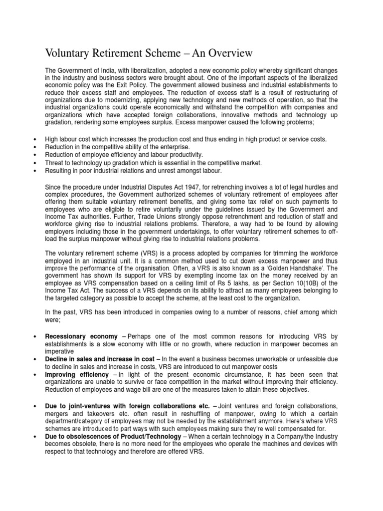 Voluntary Retirement Schemes: An Overview of Benefits, Eligibility ...