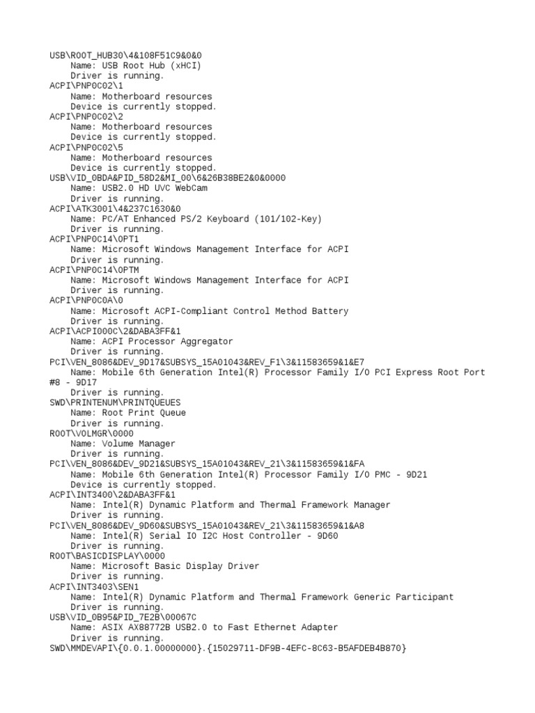 Dev List | PDF | Device Driver | Usb