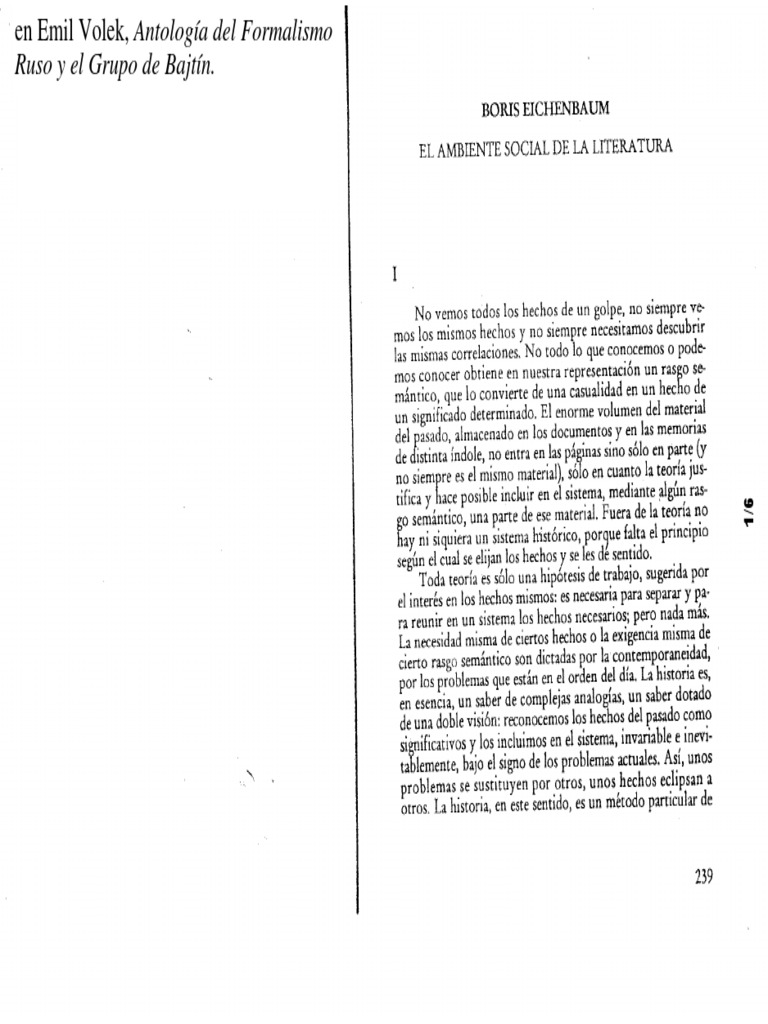 Ambiente literario en el formalismo ruso | PDF
