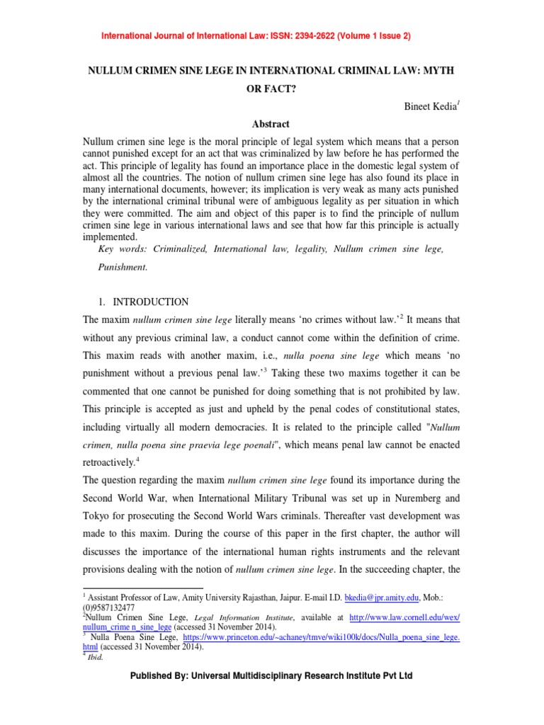 Nullum Crimen Sine Lege - 1 - PDF | PDF