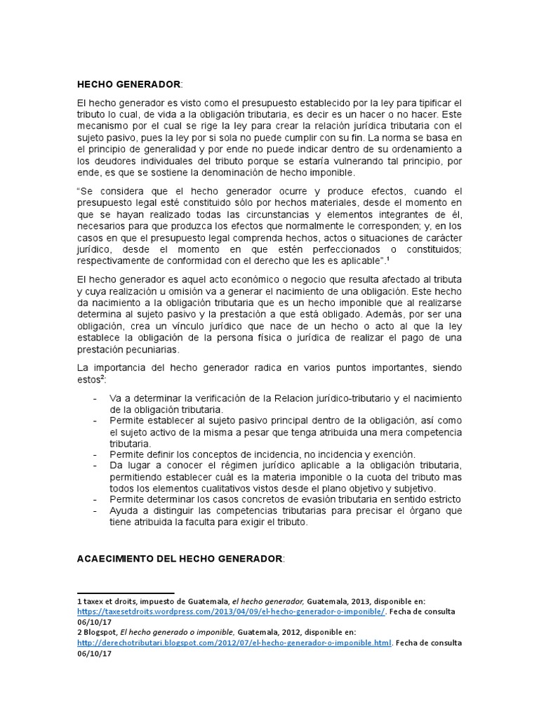 Hecho Generador y Acaecimiento | PDF | Gobierno | Instituciones sociales