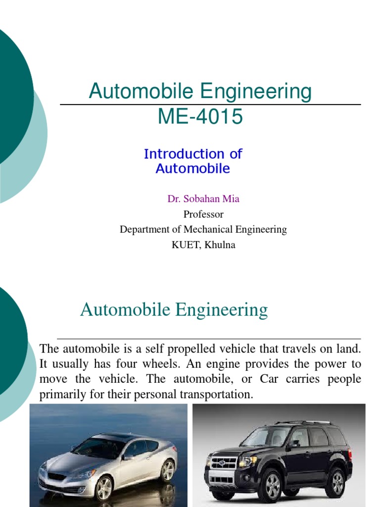 Automobile Engineering - Introduction To Automobile Engineering | PDF ...